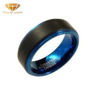 China Fashion Jewelry High Quality Tungsten IP Blue and Black Wedding Ring for Men Tstr015 for sale