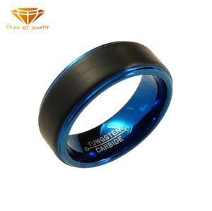 China Fashion Jewelry High Quality Tungsten IP Blue and Black Wedding Ring for Men Tstr015 for sale