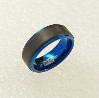 China Fashion Jewelry High Quality Tungsten IP Blue and Black Wedding Ring for Men Tstr015 for sale