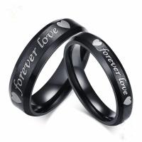China Tungsten Steel Jewelry Forever Love Tungsten Gold Ring Couple Korean Version of Brashed Black Ring Tstr316 for sale