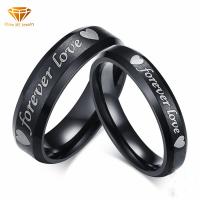 China Tungsten Steel Jewelry Forever Love Tungsten Gold Ring Couple Korean Version of Brashed Black Ring Tstr316 for sale