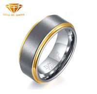 China Fashion Rings Tungsten Ring Men's IP Gold and Silver Wedding Ring for Men Fashion Accessories Tstr015g for sale