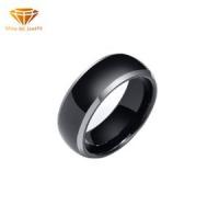 China Fashion Jewelry Tungsten Steel Rings Wholesale Simple Style Black Plating Jewelry Tungsten Wedding Ring for Men Tstr008b for sale