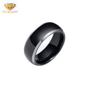 China Fashion Jewelry Tungsten Steel Rings Wholesale Simple Style Black Plating Jewelry Tungsten Wedding Ring for Men Tstr008b for sale