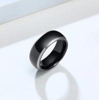 China Fashion Jewelry Tungsten Steel Rings Wholesale Simple Style Black Plating Jewelry Tungsten Wedding Ring for Men Tstr008b for sale