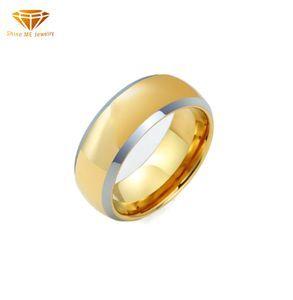 China Tungsten Steel Rings Men's Gold Tungsten Rings Wholesale Simple Style Tungsten Fashion Ring Jewelry Tstr008g for sale