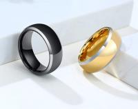 China Tungsten Steel Rings Men's Gold Tungsten Rings Wholesale Simple Style Tungsten Fashion Ring Jewelry Tstr008g for sale