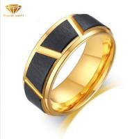 China Manufacturers of Tungsten Jewelry Custom-Made Wholesale Black Gold Men′ S Tungsten Fashion Ring Tstr088 for sale