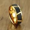 China Manufacturers of Tungsten Jewelry Custom-Made Wholesale Black Gold Men′ S Tungsten Fashion Ring Tstr088 for sale