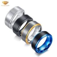 China Tungsten Steel Ring Men′ S Black Blue Steel Color Simple Ring Personalized Fashion Accessories Tstr015 for sale