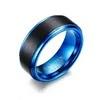 China Tungsten Steel Ring Men′ S Black Blue Steel Color Simple Ring Personalized Fashion Accessories Tstr015 for sale