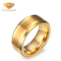 China Simple Jewelry Ring Wholesale 8mm Brushed Tungsten Steel Ring, Gold Plating, Trendy Men's Jewelry Tst040 for sale