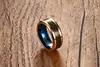 China Jewelry Wholesale 8mm Tungsten Carbon Fiber Ring IP Gold Blue Fashion Ring Tst048 for sale