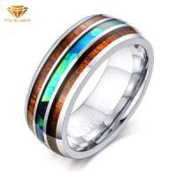 China Tungsten Gold Jewelry Men′ S Trend Ring 8mm Tungsten Steel Wood Grain Shell Ring Jewelry Tst2181 for sale