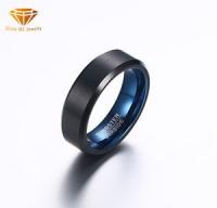 China European and American Fashion Jewelry Wholesale 6mm Inner Ring Blue-Plated Outer Ring Black-Plated Tungsten Steel Ring Men's Ring Tst2116 for sale