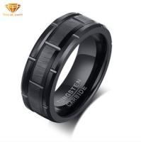 China Tungsten Steel Tire Tire Ring Black Men′ S Groove Ring Jewelry Wholesale Tst2113 for sale