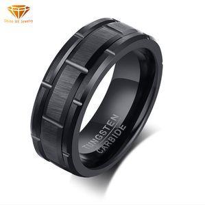 China Tungsten Steel Tire Tire Ring Black Men′ S Groove Ring Jewelry Wholesale Tst2113 for sale