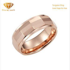 China Factory Produce New Tungsten Steel Rings Faceted Fashion Jewelry Rose Gold Tungsten Steel Fashion Jewelry Tst2502 for sale