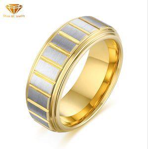 China High Quality Fashion Jewelry Inner Ball Surface Brushed Tungsten Ring Gold Steel Color Men's 8mm Jewelry Tst1301 for sale