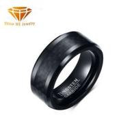 China Jewelry 8mm Carbon Fiber Tungsten Steel Ring Black European and American Ring Jewelry Ring Tst8252 for sale