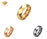 China Fashion Jewelry Wholesale 6mm Prismatic Facet Tungsten Steel Ring Trendy Personality Jewelry Tst8139 for sale