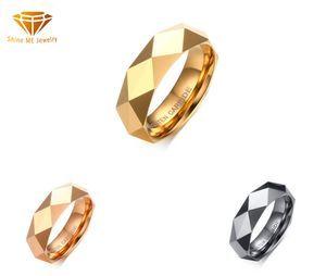 China Fashion Jewelry Wholesale 6mm Prismatic Facet Tungsten Steel Ring Trendy Personality Jewelry Tst8139 for sale