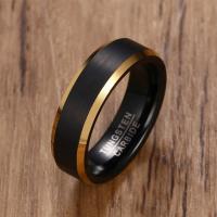 China Factory Wholesale Electroplating Edge Gold Brushed Tungsten Steel Ring Fishing Tungsten Gold Ring for Men Tst8134 for sale