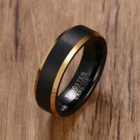 China Factory Wholesale Electroplating Edge Gold Brushed Tungsten Steel Ring Fishing Tungsten Gold Ring for Men Tst8134 for sale