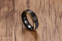 China Factory Wholesale Electroplating Edge Gold Brushed Tungsten Steel Ring Fishing Tungsten Gold Ring for Men Tst8134 for sale