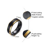 China Factory Wholesale Electroplating Edge Gold Brushed Tungsten Steel Ring Fishing Tungsten Gold Ring for Men Tst8134 for sale