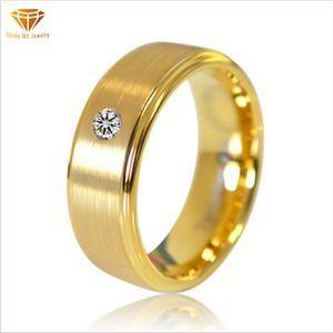 China Fashion Jewelry Tungsten IP Gold Ring Zircon CZ Tungsten Gold Ring for Men and Women  Tst4229 for sale