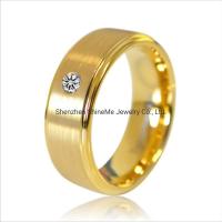 China Fashion Jewelry Tungsten IP Gold Ring Zircon CZ Tungsten Gold Ring for Men and Women  Tst4229 for sale