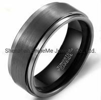 China Tungsten Steel Men's Ring Jewelry Simple Black Lasha Tungsten Gold Ring for Men Tst4202 for sale