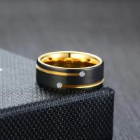 China Wholesale European and American New Men′ S Tungsten Gold Ring High-End Slotted Electric IP Gold Lasha Inlaid Zircon Tungsten Steel Ring for Men Tst4195 for sale
