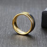China Wholesale European and American New Men′ S Tungsten Gold Ring High-End Slotted Electric IP Gold Lasha Inlaid Zircon Tungsten Steel Ring for Men Tst4195 for sale