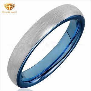 China Factory Wholesale New Tungsten Steel Ring 4mm Wide Blue Matte Ring Tungsten Gold Ring for Men and Women Jewelry Tst4193 for sale
