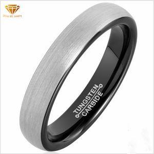 China Wholesale 4mm Wide Full Arc Electroplated Black Matte Tungsten Steel Ring Couple Ring Men and Women Tungsten Gold Ring Tst4192 for sale