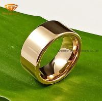 China Fashion Jewelry Top Quality Body Jewelry 10mm Width PVD Rose Gold Polished Tungsten Carbide Rings Tst2922 for sale