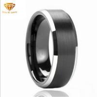 China Matte Top and Polished Egdge Tungsten Jewelry Black Plating Tungsten Wedding Ring Tst2839 for sale