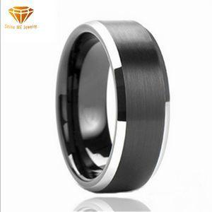 China Matte Top and Polished Egdge Tungsten Jewelry Black Plating Tungsten Wedding Ring Tst2839 for sale