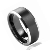 China Matte Top and Polished Egdge Tungsten Jewelry Black Plating Tungsten Wedding Ring Tst2839 for sale