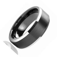 China Matte Top and Polished Egdge Tungsten Jewelry Black Plating Tungsten Wedding Ring Tst2839 for sale