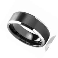 China Matte Top and Polished Egdge Tungsten Jewelry Black Plating Tungsten Wedding Ring Tst2839 for sale