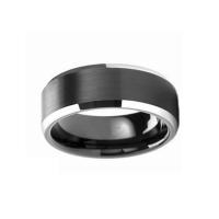 China Matte Top and Polished Egdge Tungsten Jewelry Black Plating Tungsten Wedding Ring Tst2839 for sale
