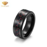 China European and American Style Black Tungsten Steel Inlaid Carbon Fiber Ring for Men's Tungsten Gold Pure Black Ring Jewelry Tst2843 for sale