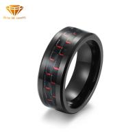 China European and American Style Black Tungsten Steel Inlaid Carbon Fiber Ring for Men's Tungsten Gold Pure Black Ring Jewelry Tst2843 for sale