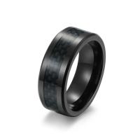 China European and American Style Black Tungsten Steel Inlaid Carbon Fiber Ring for Men's Tungsten Gold Pure Black Ring Jewelry Tst2843 for sale