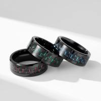 China European and American Style Black Tungsten Steel Inlaid Carbon Fiber Ring for Men's Tungsten Gold Pure Black Ring Jewelry Tst2843 for sale