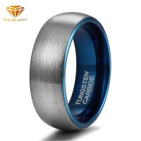 China Jewelry Supply Brushed Blue Silver Width 4mm 6mm 8mm Tungsten Steel Ring Trendy Men's Jewelry Tst2829 for sale