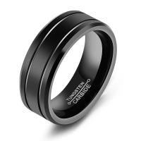 China Factory Wholesale Men's Rings 8mm Double Line Electric Black Light Tungsten Gold Ring Jewelry Tst1116 for sale